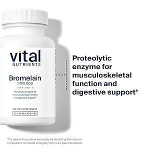 Vital Nutrients Bromelain | Vegan Supplement to Support Digestion and Maintain Healthy Tissue* | Digestive Enzyme from Pineapple with 2400 GDU | Gluten, Dairy and Soy Free | 60 Capsules