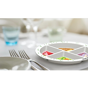 Portion Plate For Adults and Teens - Set of 4 Plates - 100% melamine - With Dividers and non-slip feet - Weight Loss - Portion Control - MyPlate