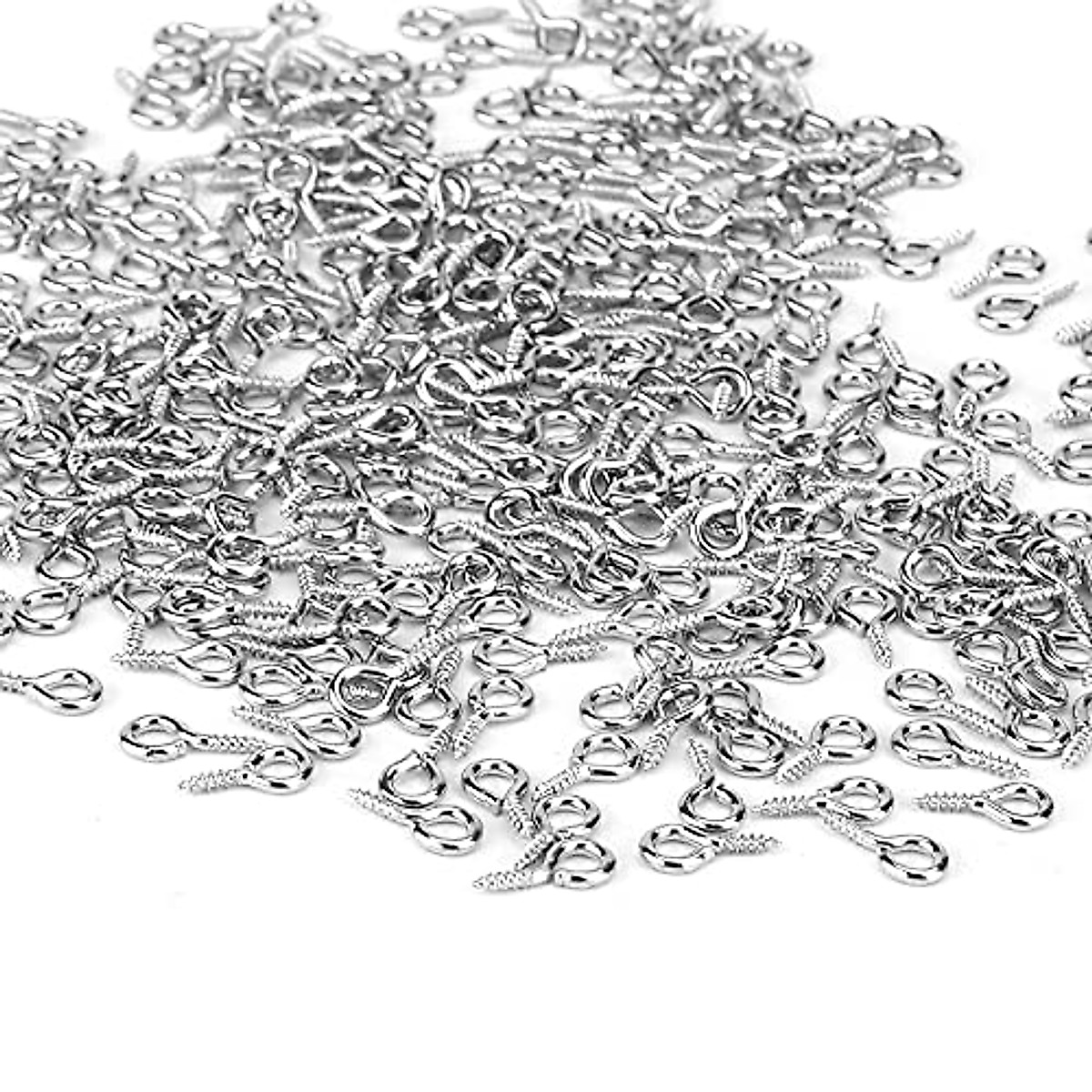 500PCS Small Screw Eye Pins, 4 x 8mm Small Eye Hooks for Jewelry Making, Eyelets Screw Threaded Clasps Hooks for Doing Art DIY, Mini Metal Hoop Peg/ Bracelet Connectors Excellent Jewelry Eye Screws