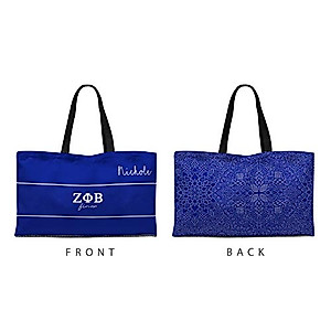 BBGreek Zeta Phi Beta Sorority Paraphernalia - Large Travel Tote Bag, Overnight Bag - Personalized (Color Block)