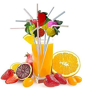 JQYXSS 50 PCS Disposable Cocktail Drinking Straws for Tropical Hawaiian Beach Cocktail Luau Birthday Party Decorations Supplies for Drinkware