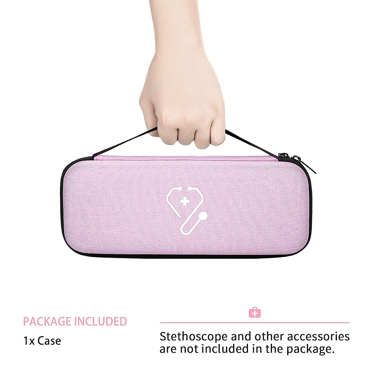 YINKE Stethoscope Case for 3M Littmann Classic III/Cardiology IV/Lightweight II S.E. & MDF Acoustica Stethoscope, Hard Organizer Storage Bag for Nurses and Doctors Accessory (Pink)