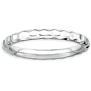 925 Sterling Silver Hammered Stackable Ring Textured Fine Jewelry For Women Gifts For Her