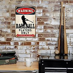 Vintage Baseball Wall Decor Sign - Metal Art for Boys Room Decor, Gift for Baseball Lovers - Perfect for Sports Themed Bedroom Decor, 8 x 12 Inch (928)