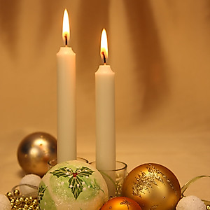 9.5 Inch Ivory Taper Candles - Set of 10 Cream Candlesticks - Dripless Ivory Candlesticks for Dinner Table, Home Decoration, Holidays - Cream Candle Sticks with 8 Hour Burn Time