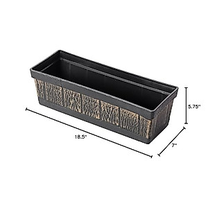 Gardenised Outdoor and Indoor Rectangle Trough Plastic Planter Box, Vegetables or Flower Planting Pot, Brown Small
