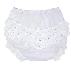 I.C. Collections Baby Girls White Batiste Rumba White Diaper Cover Baby Girl Bloomers- Ruffle Butts baby Bloomers - Toddler Bloomers for Under Dress- Baby Bloomers,Size S