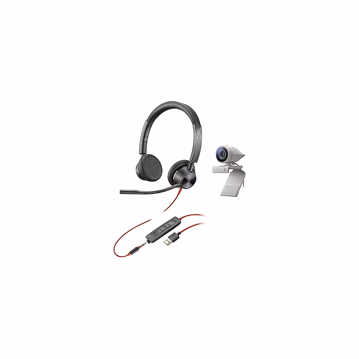 Plantronics Poly - Studio P5 Webcam with Blackwire 3325 Headset Kit Polycom - 1080p HD Professional Video Conferencing Camera & Stereo Audio Wired Headset USB-A - Certified for Zoom & Teams