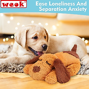 WEOK Heartbeat Puppy Toy - Comfort Cuddler Pillow, Dog Anxiety Relief Calming Aid,Heartbeat Stuffed Toy for Dogs,Puppy Heartbeat Toy Sleep Aid,Dog Heartbeat Toy for Pet