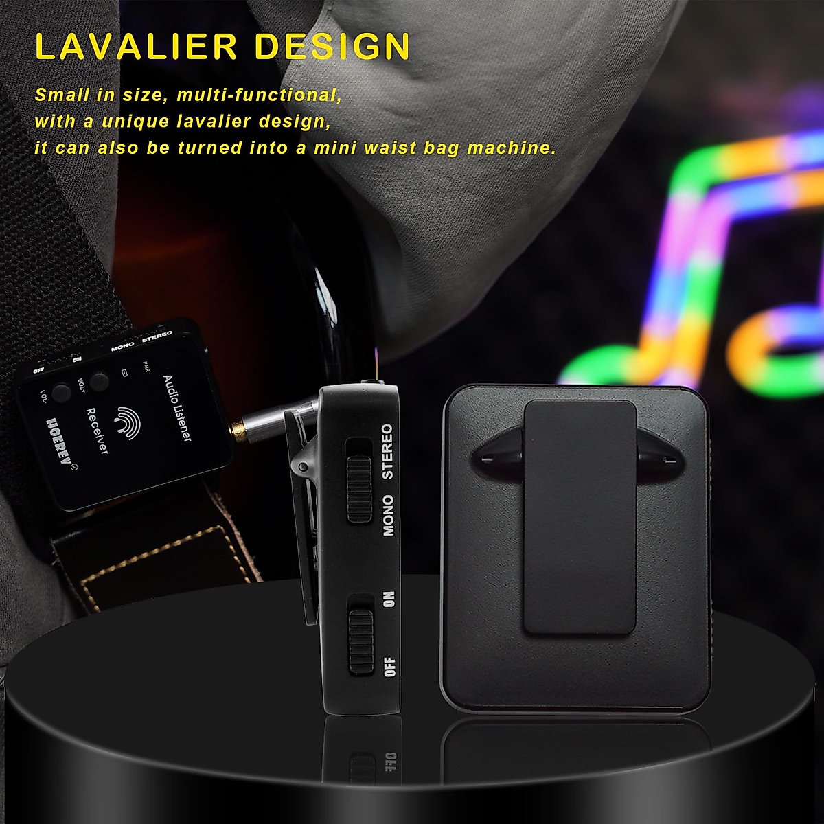 Hoerev Wireless in Ear Monitor System Studio Equipment Professional System Transmitter Guitar System with Rechargeable Battery for Studio Band Rehearsal Live Performance Camera Record