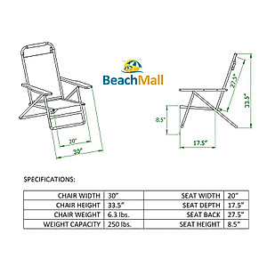 Deluxe 5 Reclining Positions Lay Flat Beach Chair for Adults with Drink Holder, Aluminum Lightweight Folding for Low Sand Chairs, 250 lb Load Capacity