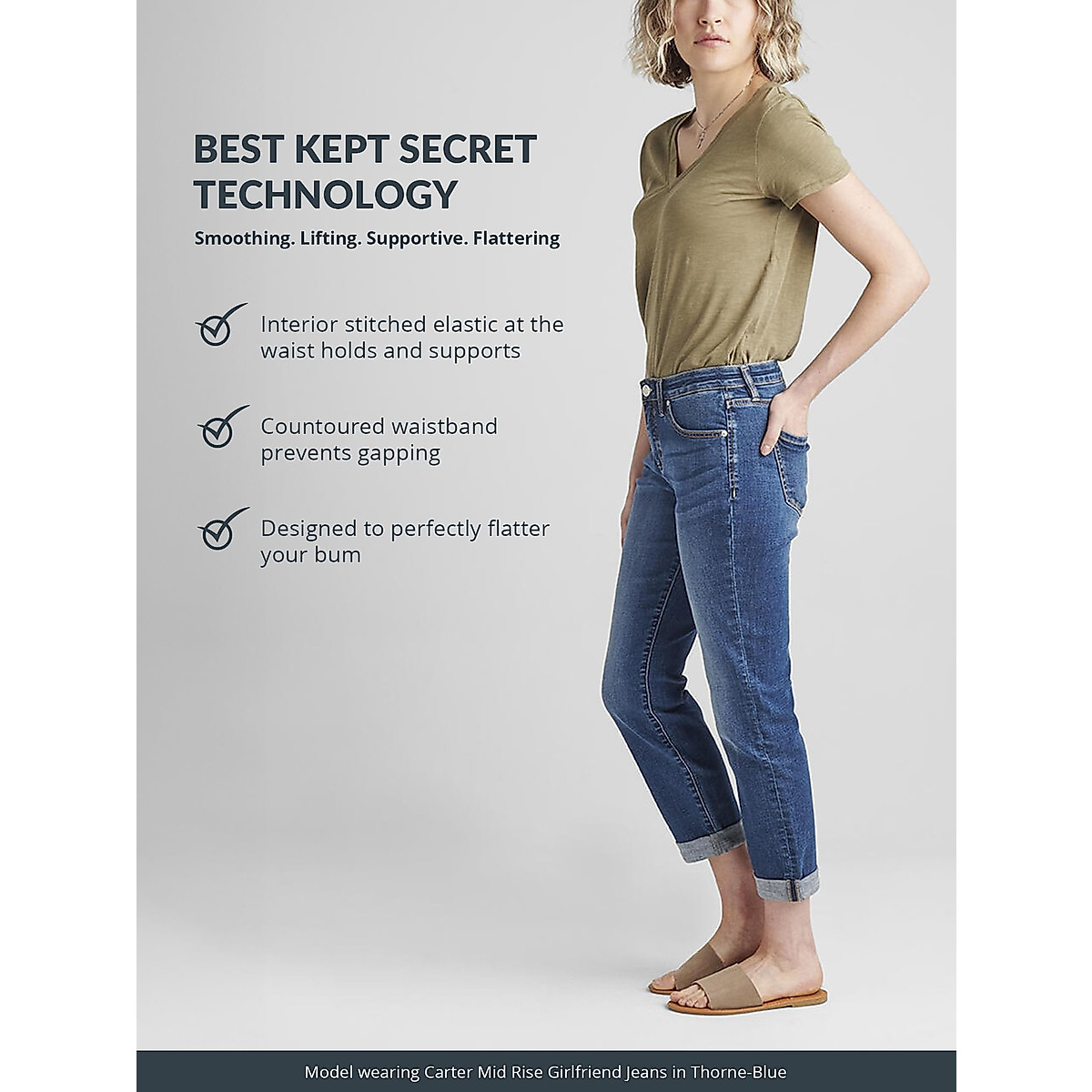 JAG Jeans Women's Carter Mid Rise Slim Leg Jeans, Fountain Blue, 0