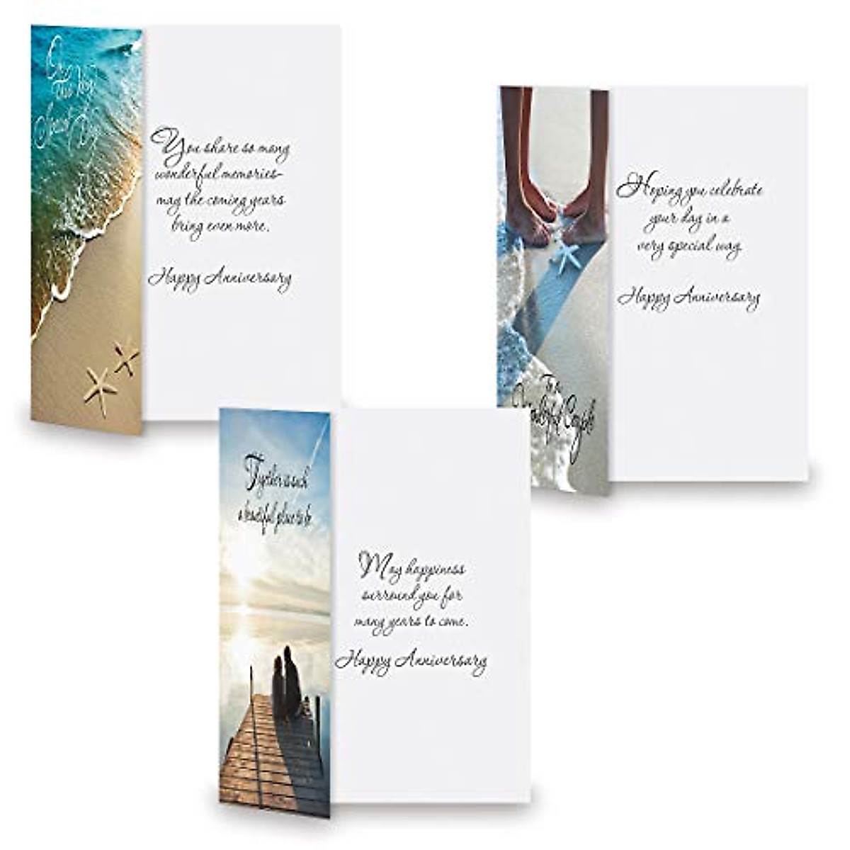 Wedding and Anniversary Greeting Cards Value Pack - Set of 20 (10 designs), Large 5" x 7" Anniversary Cards with Sentiments Inside, White Envelopes