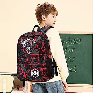 School Backpack for Teen Boys Bookbags Elementary High School Laptop Bags MenTravel Daypacks (Red)
