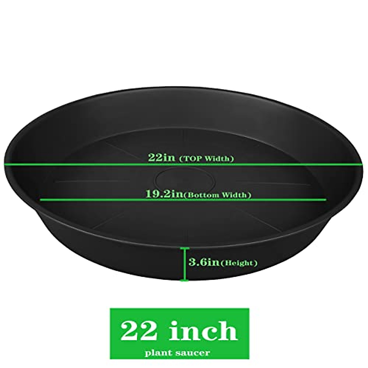 Bleuhome 3 Pack of 20 22 inch Plant Saucer (19.2 Inch Base), 3.6" Depth Tray, Large Deep Garden Plastic Flower Plant Trays for Indoors Outdoor, Tray for Planter 19-23" (Black)