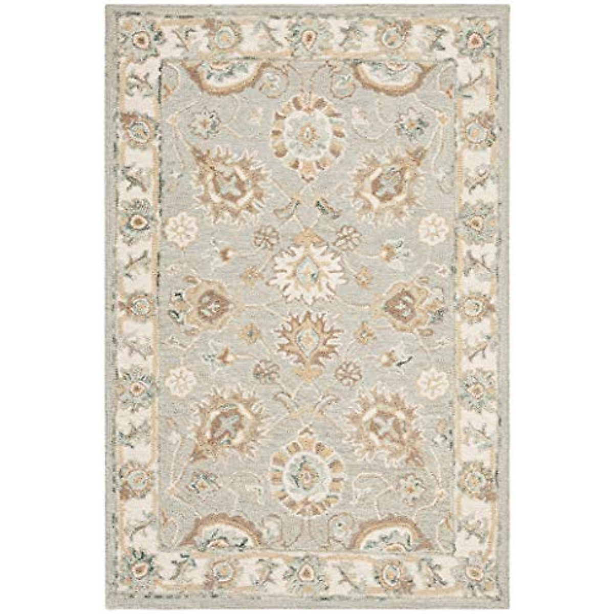 SAFAVIEH Blossom Collection 4' x 6' Aqua / Ivory BLM702M Handmade Premium Wool Area Rug
