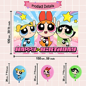 Girls Birthday Party Decorations Set, Girls Happy Birthday Banner, Cupcake Toppers, Balloons for Kids Birthday Party Supplies, Cute Girls Party Decorations for Birthday Party Baby Shower