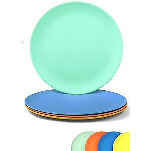 ECO MATTERS【Microwave Safe】Bamboo Toddler Plates - 4 pc Set - Best Eco-Friendly Dinnerware Plate Pack for Children, Dishwasher and Microwave Safe - Natural, BPA Free, Non-Toxic