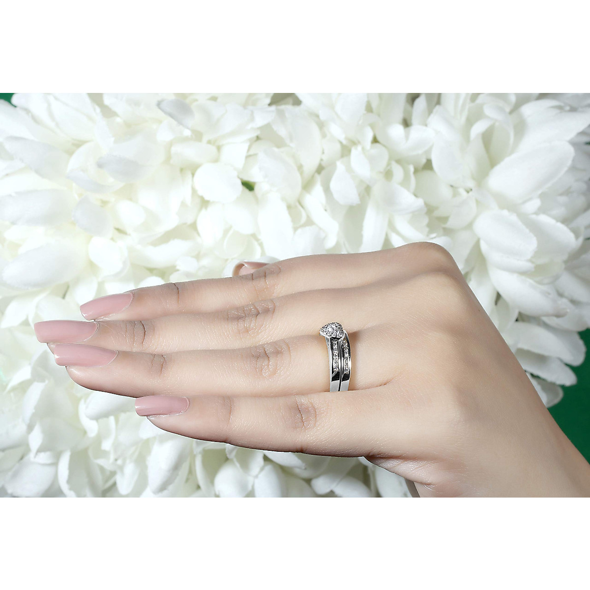 Dazzlingrock Collection 0.50 Carat (ctw) 10K Diamond Ladies Heart Shaped Engagement Ring Set 1/2 CT, White Gold, Size 4