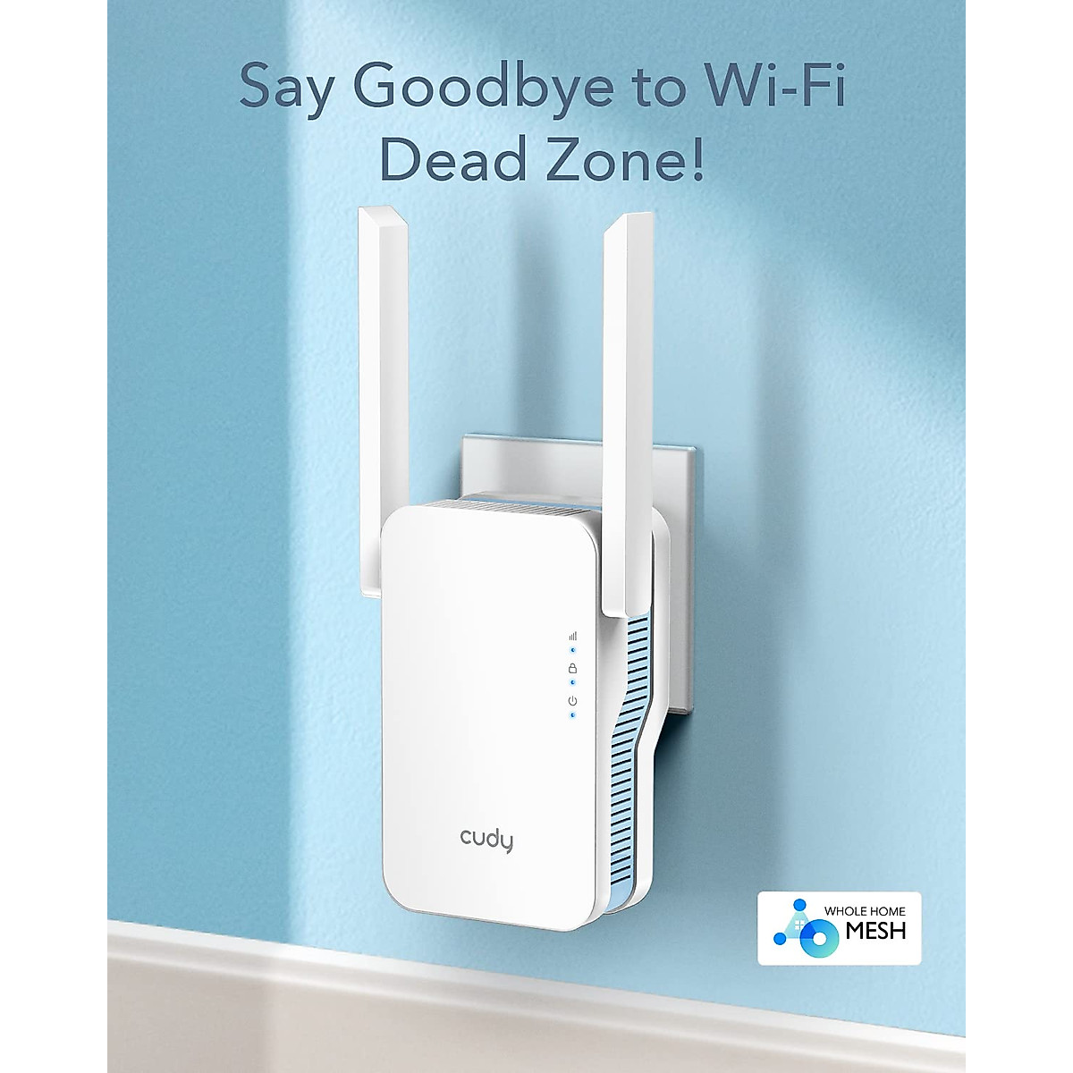 Cudy AC1200 WiFi Extender, 1.2Gbps Home Signal Booster, Dual Band 5GHz/2.4GHz, Covers up to 1500 Sq.ft and 30 Devices, AP Mode, Mesh Supported, RE1200