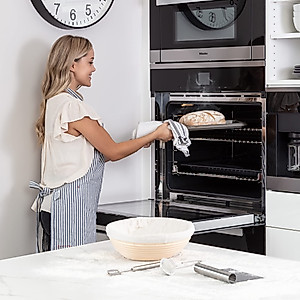 10 Inch Bread Proofing Basket Set with Stainless Steel Accessories, EQUALS BREAD Banneton Bread Proofing Basket, Whisk, Lame, Scraper, Cutter, Sifter, Liner, Bag and Stencil, Bread Baking Kit