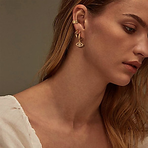 GDCOIN Gold Huggie Hoop Earrings for Women 14K Gold Plated Turquoise Diamond Cubic Zirconia Twist Spike Earrings Delicate Small Simple Hypoallergenic Jewelry Gift