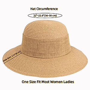 Cmprvgd Women Beach Sun Hats Summer UV Protection Straw Hat Foldable Packable Wide Brim Travel