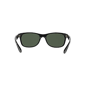 Ray-Ban RB2132 New Wayfarer Sunglasses + Vision Group Accessories Bundle (Black/Crystal Green,55), unisex-adult