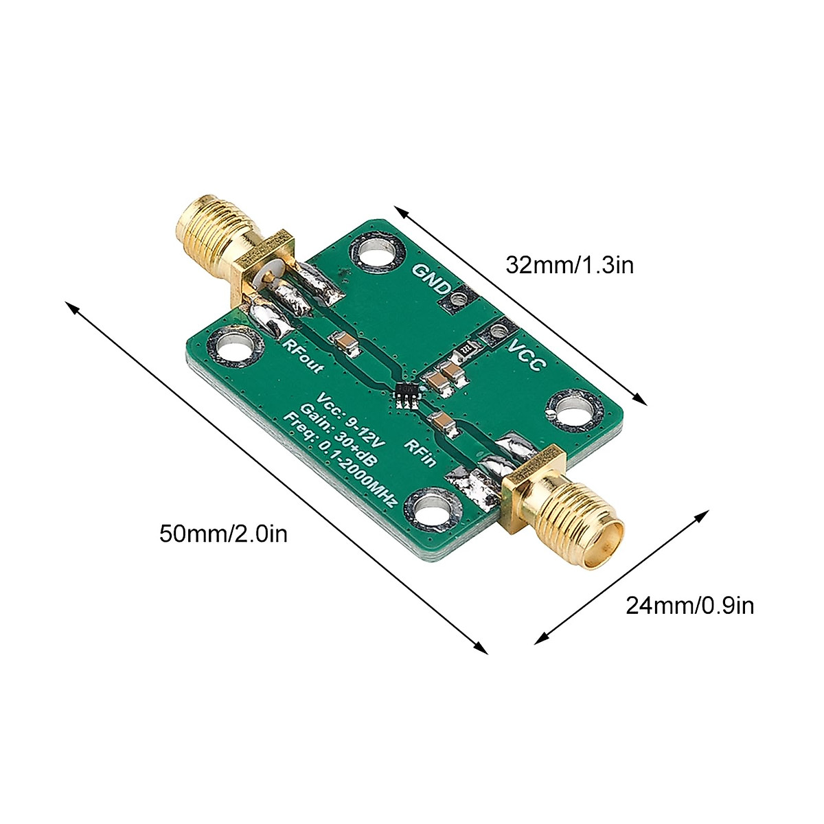 FORIOT 9-12V Radio Frequency Wideband Amplifier Low Noise Amplifier LNA 0.1-2000MHz Gain 32dB