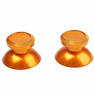 2PCs Replacement Rocker Metal Analog Joystick Thumbstick Mushroom Caps Repair for PS4 PS3 Xbox One (Gold)