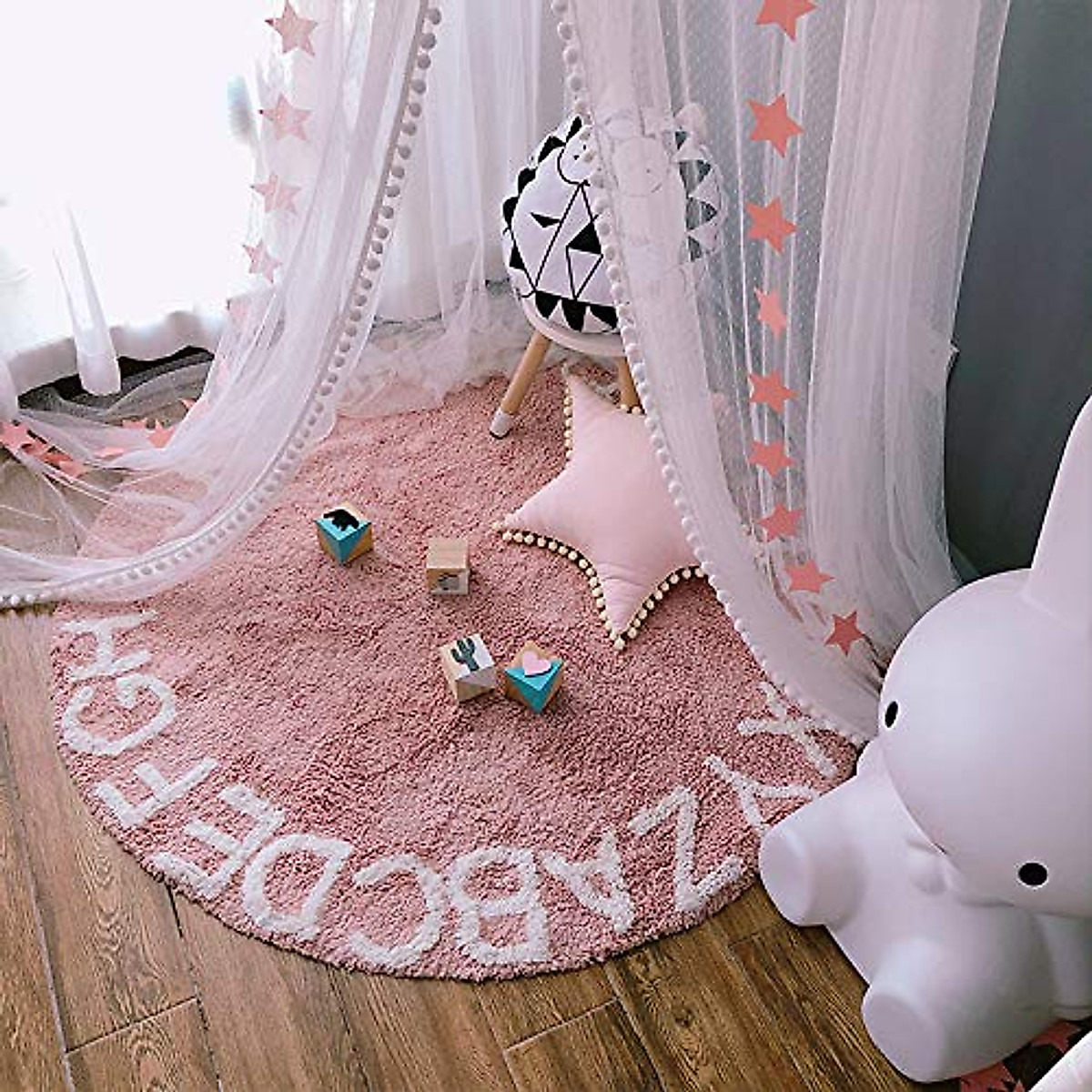 Volowoo Bed Canopy for Kids,Princess Canopy Hanging Mosquito Net for Baby Crib Nursery Room, Out Door Events,Woodland Nursery Decor,with Star (Pink, S (Bottom Circumference 640cm))