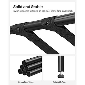 SONGMICS Luggage Rack for Guest Room, Set of 2 Suitcase Stands, Foldable Steel Frame, for Hotel, Bedroom, Holds up to 110 lb, 27.2 x 15 x 20.5 Inches, Black URLR001B02