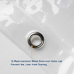 AmazerBath 2 Pack Clear Shower Curtain Liners, 72 x 72 Inches PEVA 3G Plastic Shower Curtains with Stones and 12 Grommet Holes, Extra Long Waterproof Lightweight Plastic Liners- Clear