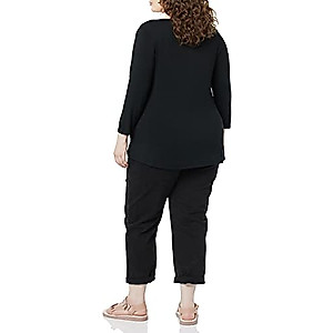 Amazon Essentials Women's 3/4 Sleeve V-Neck Swing T-Shirt (Available in Plus Size), Pack of 2, Black, 3X