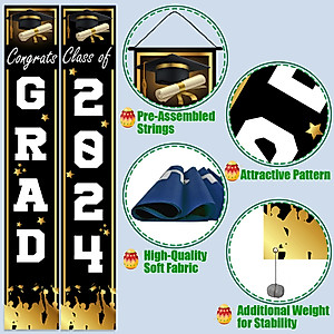 Class of 2024 Graduation Decorations, Black Congrats Graduation Banner Party Supplies - Graduation Party Class of 2024 Graduation Decorations for Any Schools or Grades