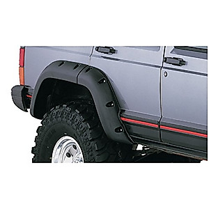 Bushwacker Jeep Cutout Pocket/Rivet Style Rear Fender Flares | 2-Piece Set, Black, Textured Finish | 10036-07 | Fits 1984-2001 Jeep Cherokee, 4-Door Sport