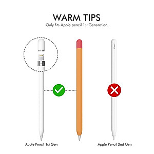 AhaStyle Duotone Case for Apple Pencil 1st Gen, Silicone Sleeve Cover with Cable Adapter Tether Kit Compatible with Apple Pencil 1st Generation(Orange)