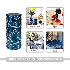Zest Candle Pillar Candles, 3 by 6-Inch, Blue Scroll