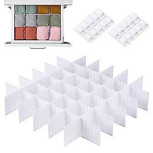 MaidMAX 15Pcs Drawer Dividers for Clothes Adjustable Drawer Organizer for Underwear Makeup Kitchen Utensils Tools 16” x 2.7” DIY Dresser Drawer Separators Organizers for Bedroom Kitchen Office