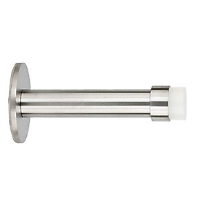 Adhesive Door Stop for Wall Mounting | Length: 3,5" | Stainless Steel | White Rubber | Anti Shock Absorber | 040128ADAM | EVI Hardware
