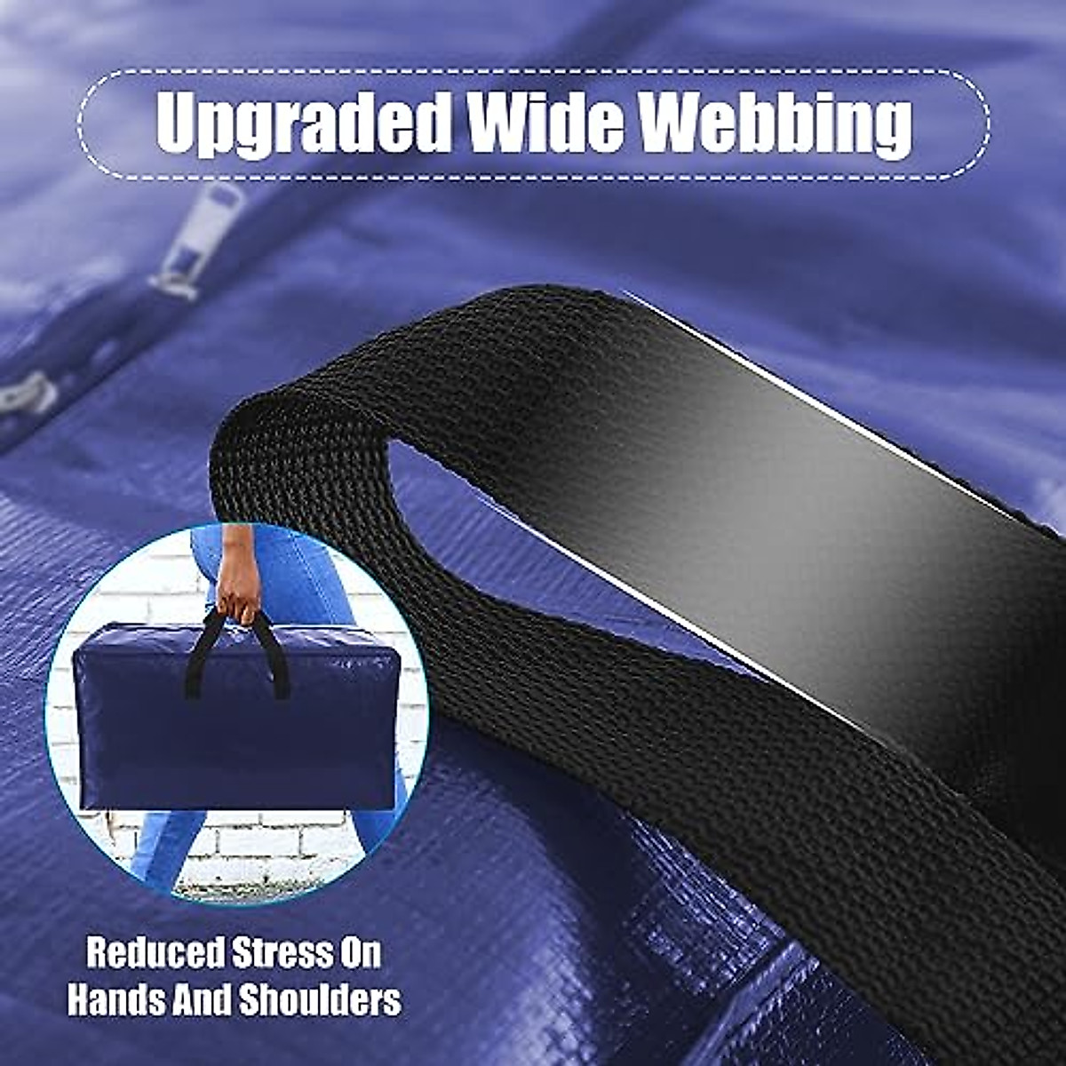 SWEET DOLPHIN 6 Pack Extra Large Moving Bags with Strong Zippers & Carrying Handles, Heavy Duty Storage Tote for Space Saving Moving Storage, Fold Flat, Alternative to Moving Box (Navy Blue)