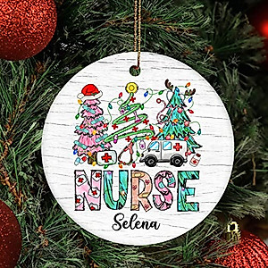 ColorfulParrot Custom Nurse Stethoscope Christmas Ornament, Nurse Ornament, Stethoscope Ornament, Nursing Assistant Gifts JWyM 1