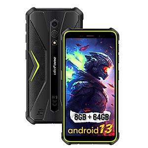 Ulefone 4G Rugged Phones Armor X12 Pro(2023), IP68/IP69K, Android 13 8GB + 64GB, 13MP + 8MP, 5.45 Inch HD+ Display, 4860mAh Big Battery, Global Bands, Dustproof, Compass, NFC, OTG, GPS -Green