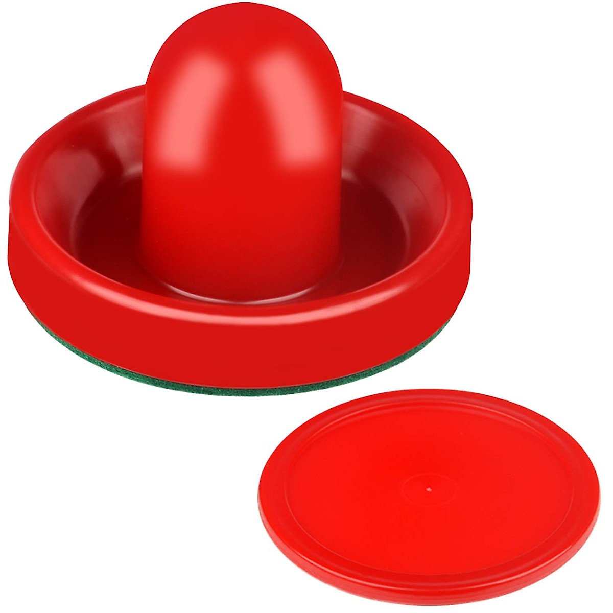 ONE250 Air Hockey Pushers and Red Air Hockey Pucks, Goal Handles Paddles Replacement Accessories for Game Tables (4 Striker, 4 Puck Pack) (Red)
