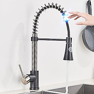 Kitchen Sink Faucet for Bar Farmhouse Commercial, Touch Sensor Kitchen Faucet, Black Brushed Pull Out Kitchen Mixer Faucets, Swivel Smart Sensor Stream Spray Mode Mixer Taps