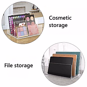Clear Acrylic File Sorter, 3 Sections Desk Plastic File Folder Rack, Clear Office File Organizer for Document Paper Letter Book Envelope Laptop Makeup Eye Shadow Palette Mail Electronic Purse