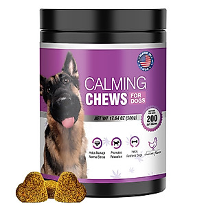Hemp Calming Chews for Dogs 200pc Dog Calming Treat and Bites with Hemp Oil - Anxiety and Stress Relief Treats for Dogs Puppy Melatonin Sleep Aid Calm Dog with Noise,Thunder,Barking,Separation,Chewing