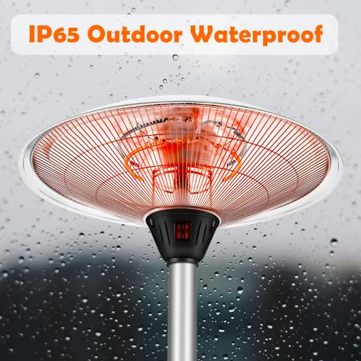 LHRIVER Electric Outdoor Patio Heater, 1500W Freestanding Infrared Heater with 2 Adjustable Switch Mode, Quiet Operation,Dust &Waterproof IP34 750W/1500W, Ideal for garden, Outdoor/Indoor Use