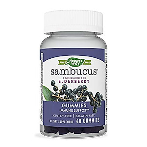 Nature’s Way Sambucus Elderberry Gummies, Immune Support Gummies*, Black Elderberry with Vitamin C and Zinc, 40 Gummies