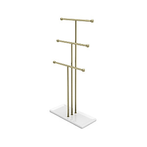 Umbra Trigem Hanging Jewelry Organizer Tiered Tabletop Free Standing Necklace Holder Display, White/Gold